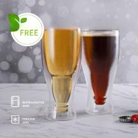 China Cold Insulated Borosilicate Double Wall Glass Dishwasher Safe Beer Wine Glass Cup 13.5oz for sale