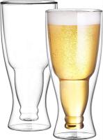 China Cold Insulated Borosilicate Double Wall Glass Dishwasher Safe Beer Wine Glass Cup 13.5oz for sale