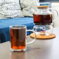 China Borosilicate Glass Double Wall Insulated Handmade Beer Steins with Handle CnGlass Cup for sale
