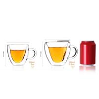 China High Borosilicate Glass Coffee Mug CnGlass 5oz. Clear Heart Shaped Insulated Tea Cup for sale