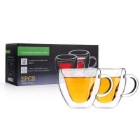 China High Borosilicate Glass Coffee Mug CnGlass 5oz. Clear Heart Shaped Insulated Tea Cup for sale