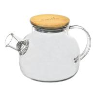 China Drinkware Type Coffee Tea Sets CnGlass Glass Tea Pot with Candle Heating and Bamboo Lid for sale