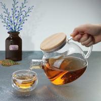 China Drinkware Type Coffee Tea Sets CnGlass Glass Tea Pot with Candle Heating and Bamboo Lid for sale