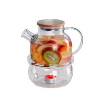 China Morden Luxury Glass Teapot 900ml Borosilicate Glass Water Jug With Bamboo Lid -20C-150C for sale