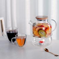 China Morden Luxury Glass Teapot 900ml Borosilicate Glass Water Jug With Bamboo Lid -20C-150C for sale