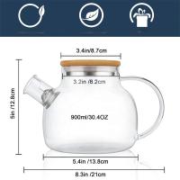 China Morden Luxury Glass Teapot 900ml Borosilicate Glass Water Jug With Bamboo Lid -20C-150C for sale