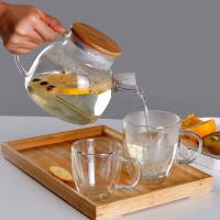 China Morden Luxury Glass Teapot 900ml Borosilicate Glass Water Jug With Bamboo Lid -20C-150C for sale