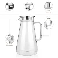 China 56oz. Borosilicate Glass Water Filter Pitcher With Lid Heat Resistant Dishwasher Safe for sale