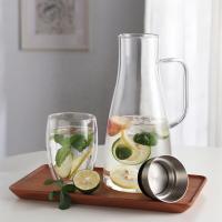 China CnGlass 56oz. Drinkware Glass Hot Water Filter Pitcher With Spout Modern Design Style for sale