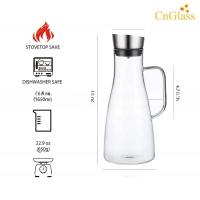 China CnGlass 56oz. Drinkware Glass Hot Water Filter Pitcher With Spout Modern Design Style for sale
