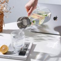China CnGlass 56oz. Drinkware Glass Hot Water Filter Pitcher With Spout Modern Design Style for sale