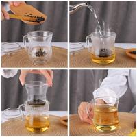 China Cute Design Style CnGlass 300ml Glass Tea Cup With Infuser And Lid For Business Gift for sale