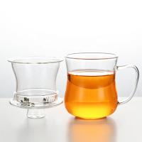China Cute Design Style CnGlass 300ml Glass Tea Cup With Infuser And Lid For Business Gift for sale