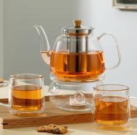 China CnGlass Clear Tea & Coffee Glass Kettle Stovetop Safe Tea Pot set Borosilicate glass resistant teapot with  infuser for sale