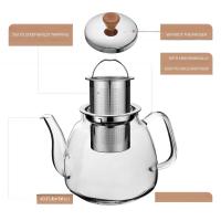 China CnGlass Clear Tea & Coffee Glass Kettle Stovetop Safe Tea Pot set Borosilicate glass resistant teapot with  infuser for sale