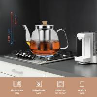 China CnGlass Clear Tea & Coffee Glass Kettle Stovetop Safe Tea Pot set Borosilicate glass resistant teapot with  infuser for sale