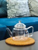 China CnGlass 500ML High Quality Mouth Blown Borosilicate Glass stovetop safe Teapot with removable Infuser for sale