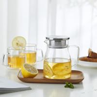 China 800ml Heat Resistant Kitchen Glass Filter Pitcher for Serving Tea and Other Beverages for sale
