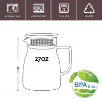 China 800ml Heat Resistant Kitchen Glass Filter Pitcher for Serving Tea and Other Beverages for sale
