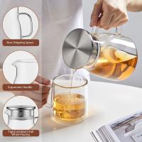 China 800ml Heat Resistant Kitchen Glass Filter Pitcher for Serving Tea and Other Beverages for sale
