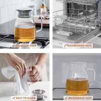 China 800ml Heat Resistant Kitchen Glass Filter Pitcher for Serving Tea and Other Beverages for sale