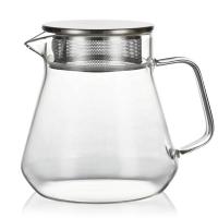 China CnGlass 600ML Glass Kettle Teapot Stovetop Safe Borosilicate Glass Pitcher With Stainless Steel Filter Lid For Milk for sale