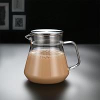 China CnGlass 600ML Glass Kettle Teapot Stovetop Safe Borosilicate Glass Pitcher With Stainless Steel Filter Lid For Milk for sale