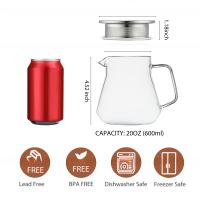 China CnGlass 600ML Glass Kettle Teapot Stovetop Safe Borosilicate Glass Pitcher With Stainless Steel Filter Lid For Milk for sale