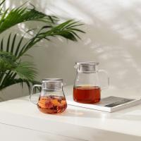 China CnGlass 600ML Glass Kettle Teapot Stovetop Safe Borosilicate Glass Pitcher With Stainless Steel Filter Lid For Milk for sale