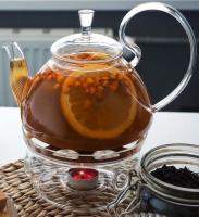 China CnGlass 800ml high quality stovetop safe  mouth blow Double wall Borosilicate  glass flower tea pot for sale