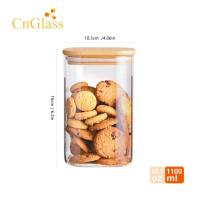 China CnGlass 24oz. Airtight Double wall borosilicate Glass Food Container glass Storage Jar with Bamboo Lid for sale