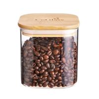 China Modern Living Essential CnGlass Clear Airtight Food Storage Jar with Bamboo Lid 700ml for sale