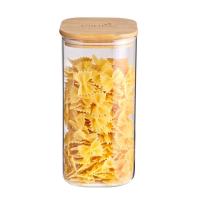 China Max 600C Glass Storage Jar with Bamboo Lid 51oz. Airtight Double Wall Borosilicate Glass for sale
