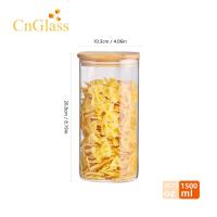 China Max 600C Glass Storage Jar with Bamboo Lid 51oz. Airtight Double Wall Borosilicate Glass for sale