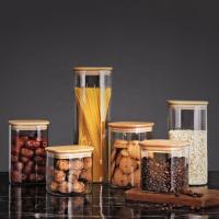 China Max 600C Glass Storage Jar with Bamboo Lid 51oz. Airtight Double Wall Borosilicate Glass for sale