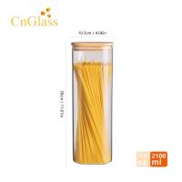 China CnGlass 71oz. Airtight Glass Food Container Multifunctional Design with Bamboo Lid for sale