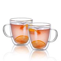 China Handmade Double Wall Glass Tea Cup for Insulated Coffee and Cappuccino 160ml Capacity for sale