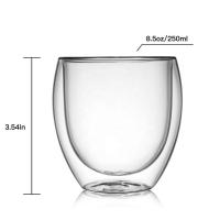 China CnGlass Glass Tea Cup Double Wall Wholesale Glass Cups For Milk Borosilicate Insulated Glass Coffee Mugs No Handle Set Of 2 for sale