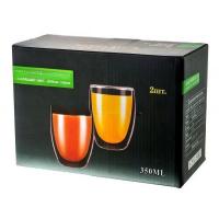China CnGlass Glass Tea Cup Microwave Safe Milk Drinking Glass Double Wall Borosilicate Insulated Glass Coffee Mug 350ML No Handle for sale