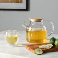 China CnG40.6oz. Heat Resistant Glass Tea Pot Borosilicate Glass Teapot With Airtight Bamboo Lid Loose Leaf Tea Pot With Strainer for sale
