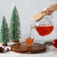 China CnG40.6oz. Heat Resistant Glass Tea Pot Borosilicate Glass Teapot With Airtight Bamboo Lid Loose Leaf Tea Pot With Strainer for sale