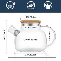 China CnG40.6oz. Heat Resistant Glass Tea Pot Borosilicate Glass Teapot With Airtight Bamboo Lid Loose Leaf Tea Pot With Strainer for sale