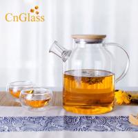 China BPA Free Borosilicate Glass Teapot by CnGlass 50.7oz. Double Wall Microwave Oven Safe for sale