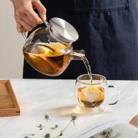 China CnGlass 900ml Pots Tea High Quality Borosilicate Glass Tea Pot Stovetop Safe Glass Kettle Teapot With Stainless Steel Lid for sale