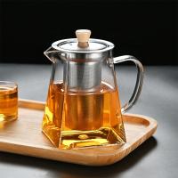 China CnGlass High quality heat resistant glass teapot for tea coffee borosilicate tea maker with stainless steel infuser for sale