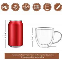 China CnGlass Wholesale Eco-Friendly Double Walled Borosilicate Glass Coffee Cup Handle Microwave Safe Glass Drinking Tea Cup Mugs for sale