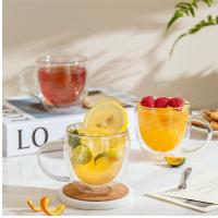 China CnGlass Wholesale Eco-Friendly Double Walled Borosilicate Glass Coffee Cup Handle Microwave Safe Glass Drinking Tea Cup Mugs for sale