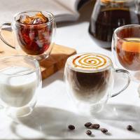 China Wholesale Glass Tea Cup Set Customised Logo Clear Double Wall Glass Coffee Mug Borosilicate Glass Espresso Cup for sale