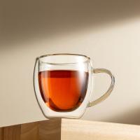 China Wholesale Glass Tea Cup Set Customised Logo Clear Double Wall Glass Coffee Mug Borosilicate Glass Espresso Cup for sale