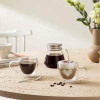 China Wholesale Glass Tea Cup Set Customised Logo Clear Double Wall Glass Coffee Mug Borosilicate Glass Espresso Cup for sale